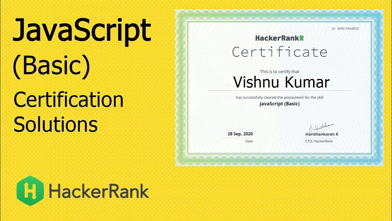 JavaScript (Basic) HackerRank Certificate | Solution