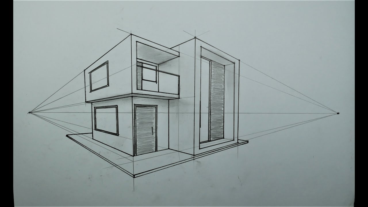 architectural how to draw modern house in 2 point perspective #40