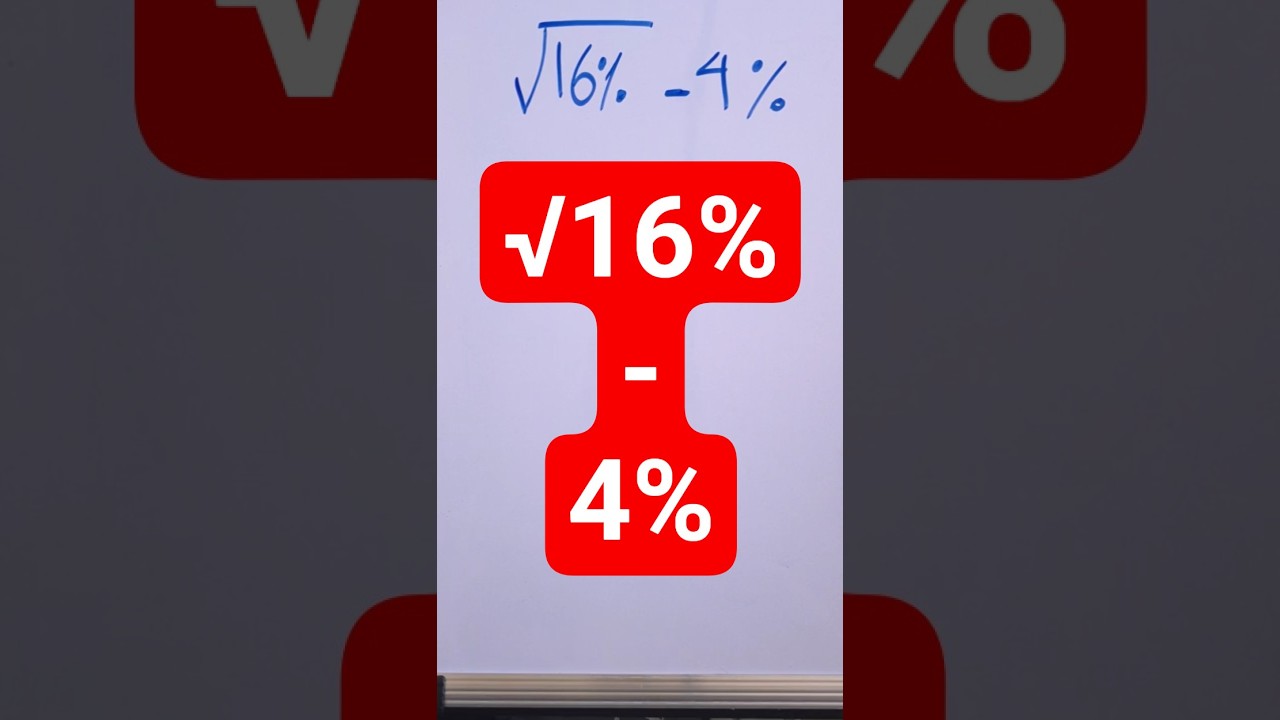 SAT Math Trick: √16% − 4% Explained | Prime Logic Daily Challenge #maths #mathstricks
