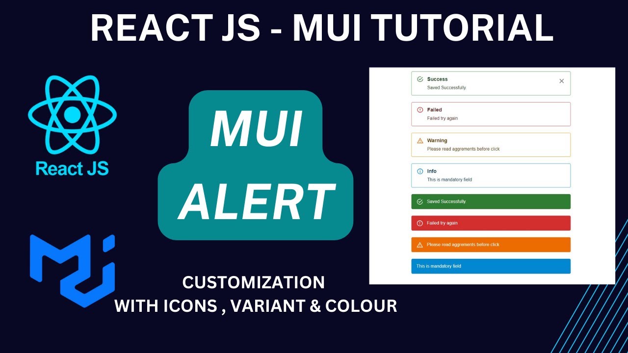 MUI Alert in React JS  |  React JS - MUI Tutorial