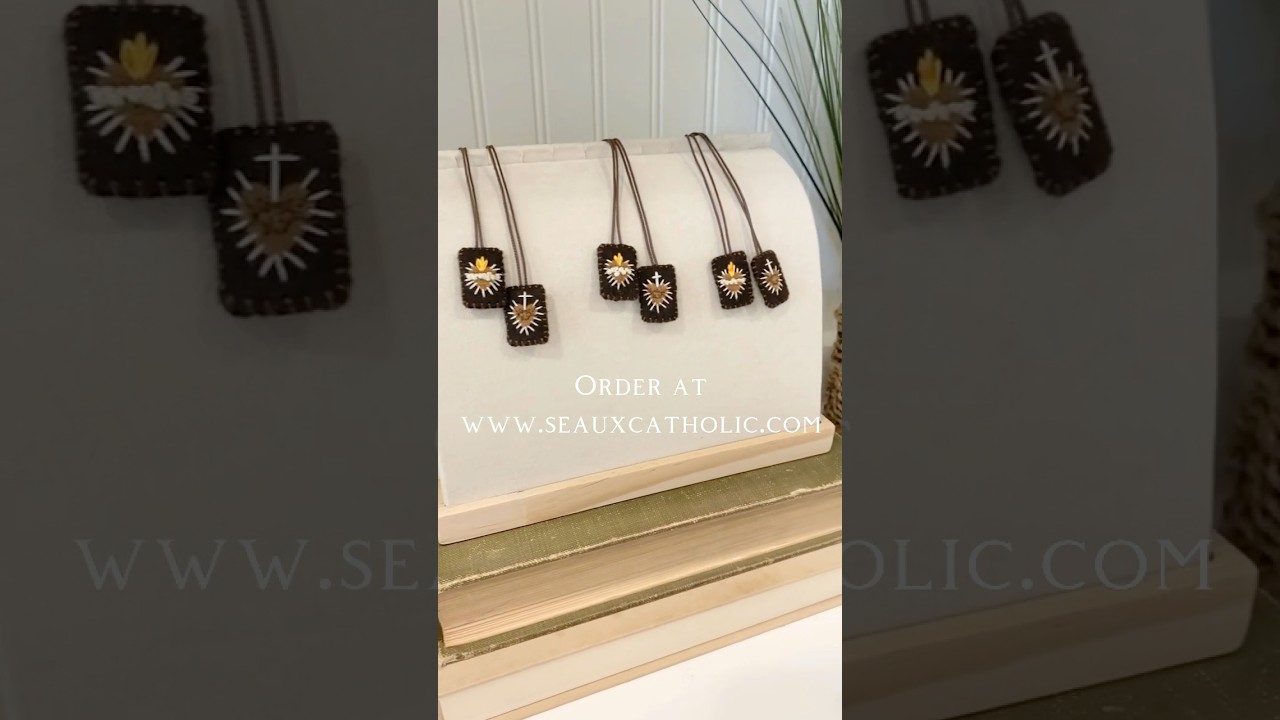 Handmade Brown Scapulars. Link in description and bio. Use code SEAUX10 for 10% off! 🙏🏻