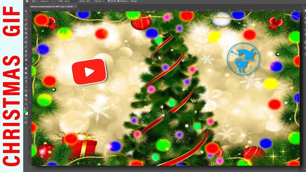 CHRISTMAS LIGHTING ANIMATION: new year garland gif animation.