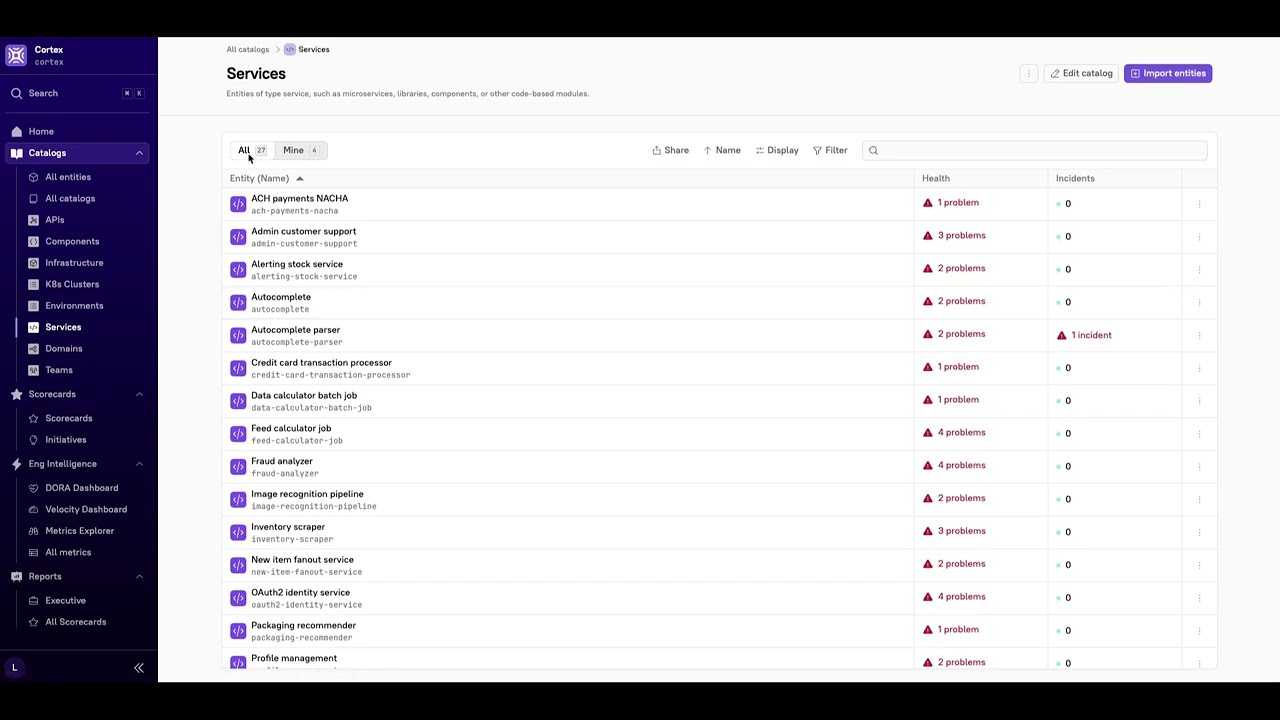 Catalogs & Entities | Cortex