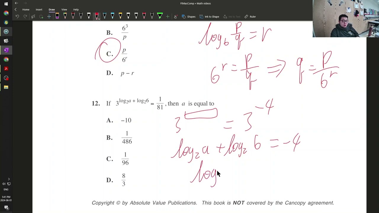 Math 30-1 Exponential and Logarithmic Functions Lesson #9 Practice Test