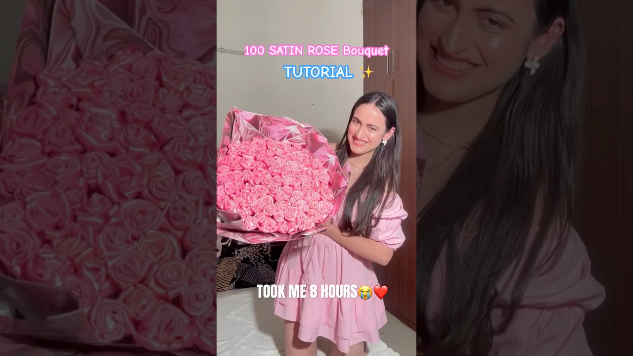 100 DIY Satin Roses🤍 #giftideas #diy #roses #surprisegift #roseday