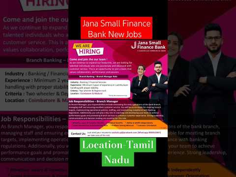Jana Small Finance Bank New Jobs | Banking Jobs #janasmallfinancebank #bankingjobs #shorts #ytshort