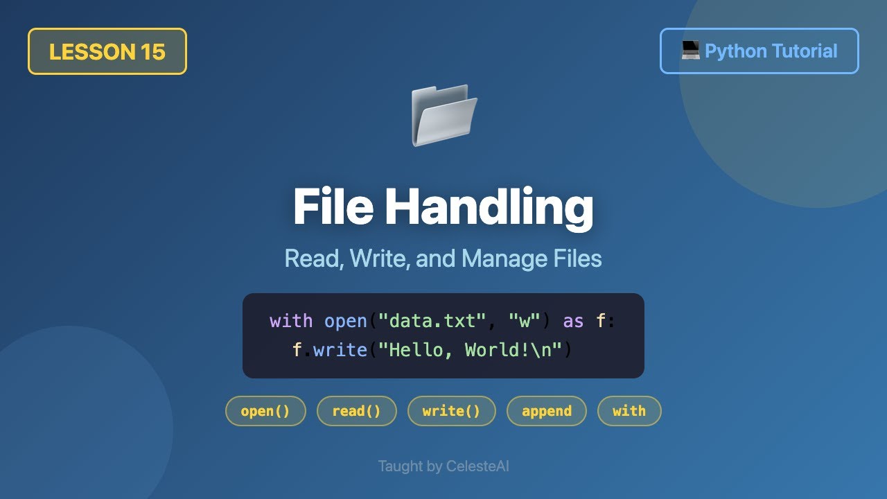 File Handling (read, write, append, context manager, pathlib) - Python Tutorial for Beginners #15