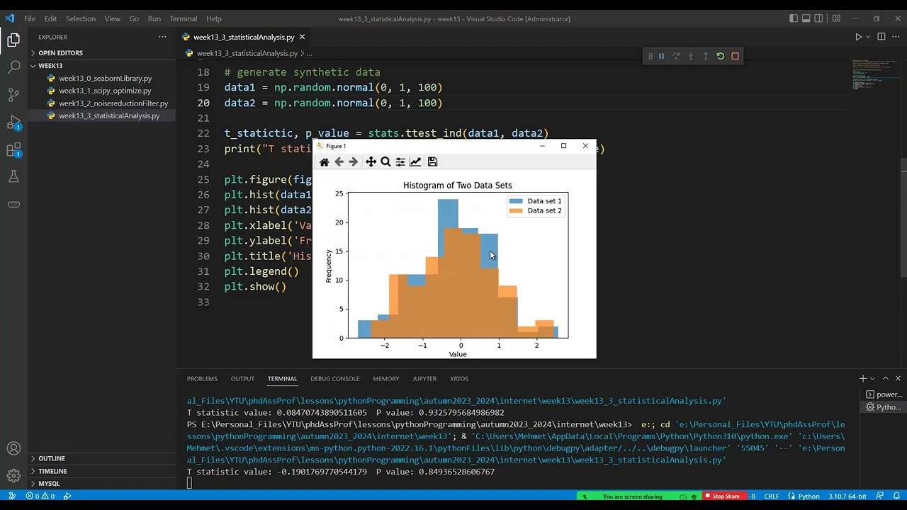 2023/2024 Autumn - Python Programming - Les13-4 - Statistical Analysis in Python