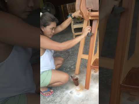 Color Burnt umber wood stain smearing wood chair #short #shorts
