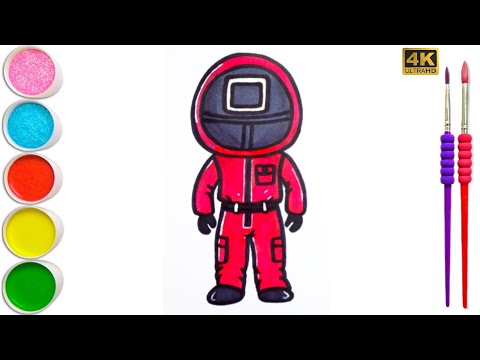 How to draw Squid Game Guard for Kids | Easy step by step Squid Game drawing for children