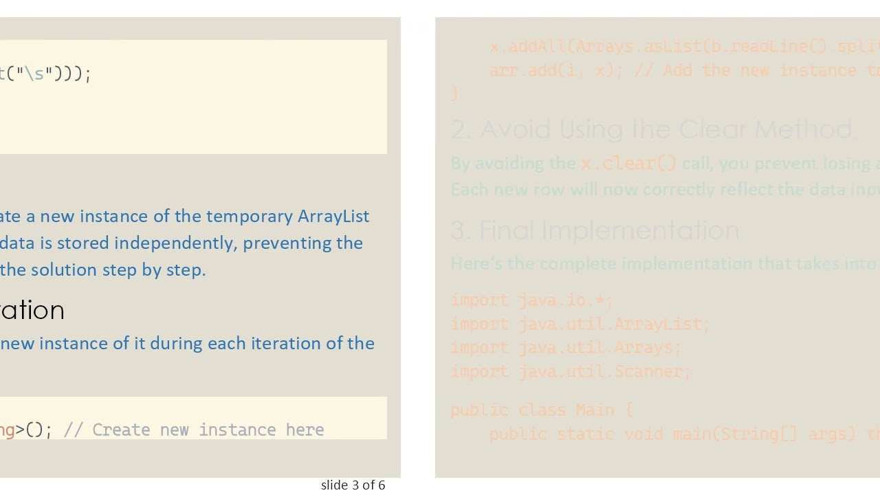 How to Clear an ArrayList in Java Properly