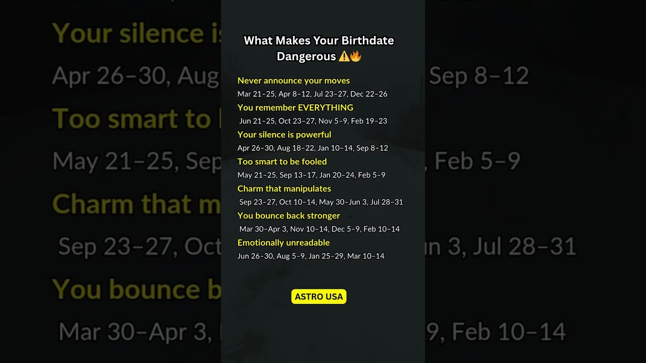 What Makes Your Birthdate Dangerous ⚠️🔥  #zodiac #zodiacsigns #shorts #tarot #astrologysign