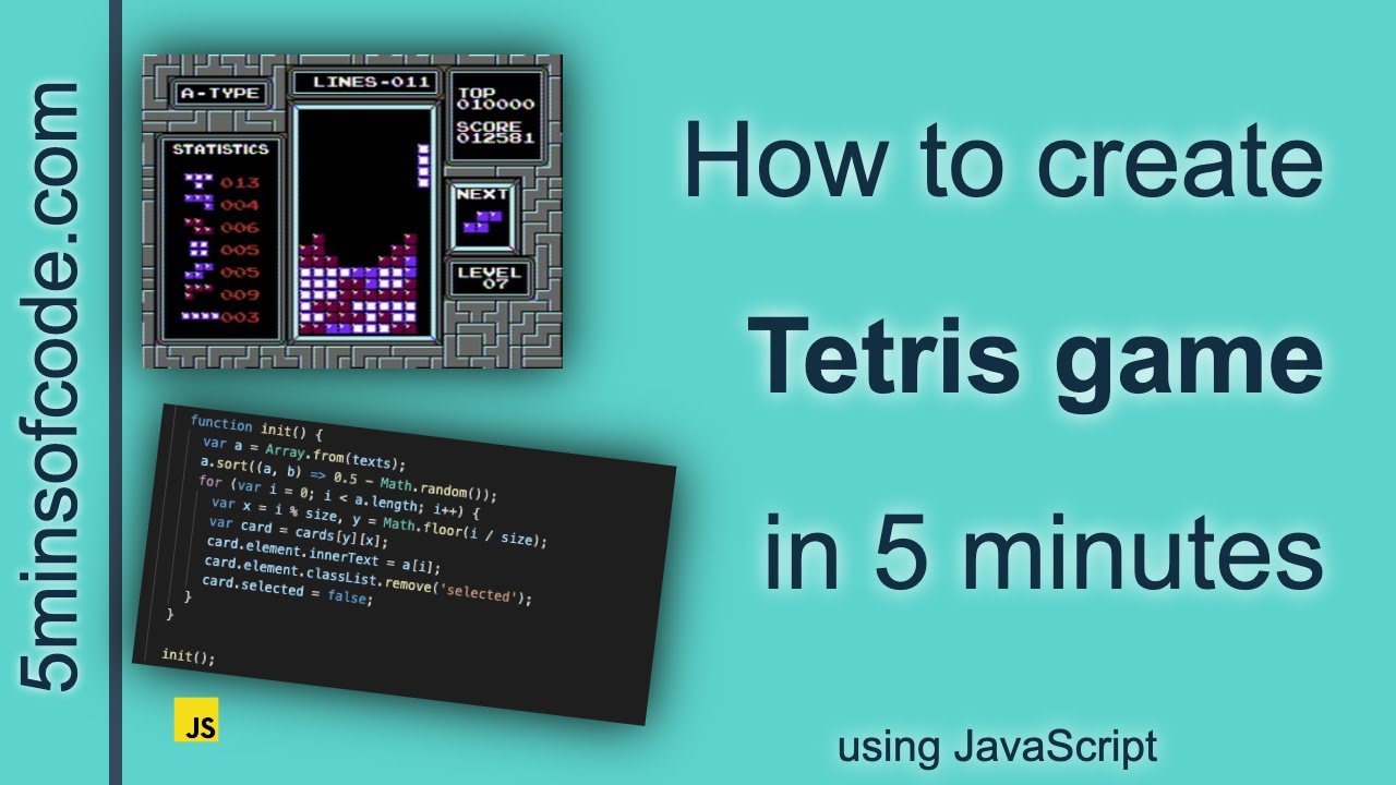 Tetris game in 5 minutes - JavaScript - 5minsofcode.com