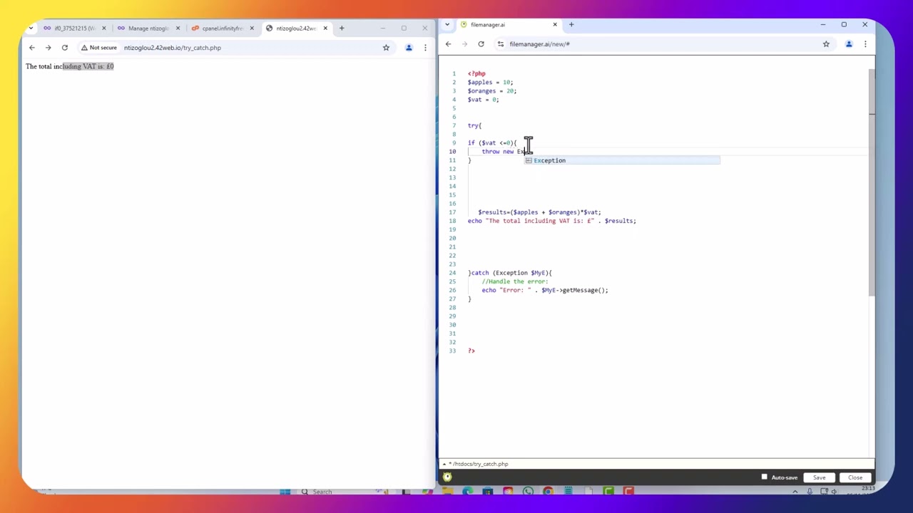 PHP Exceptions - What they are and how to apply them