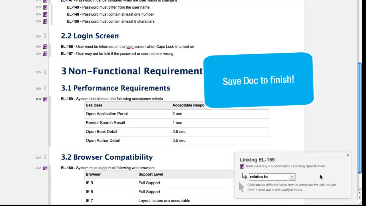 Easy Linking for Traceability in Polarion