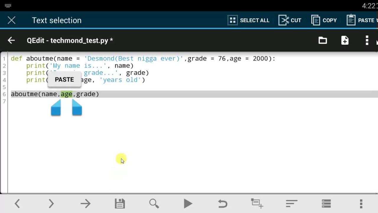 Qpython tutorial - 29 Default Functional Arguments