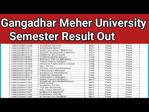Gangadhar Meher University Semester Result Out | Odisha | Semester 2 result | Gm University |