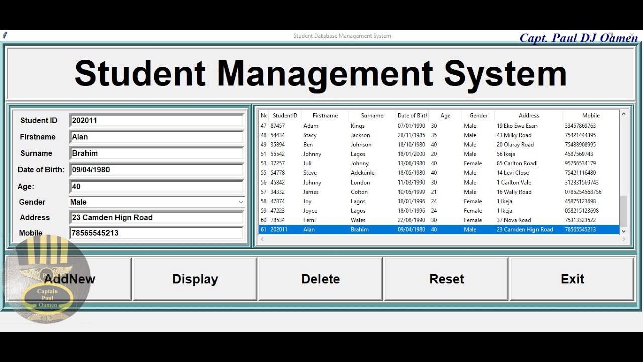 Create a Student Database Management System using SQLite with a Treeview in Python - Full Tutorial