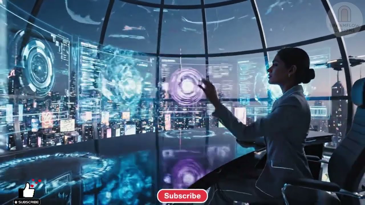 Futuristic Designer at Work — AI Holographic Interface in Action | Cinematic 3D Tech Scene
