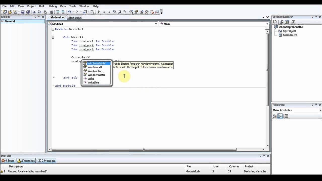 Visual Basic Tutorial 1:  Variables