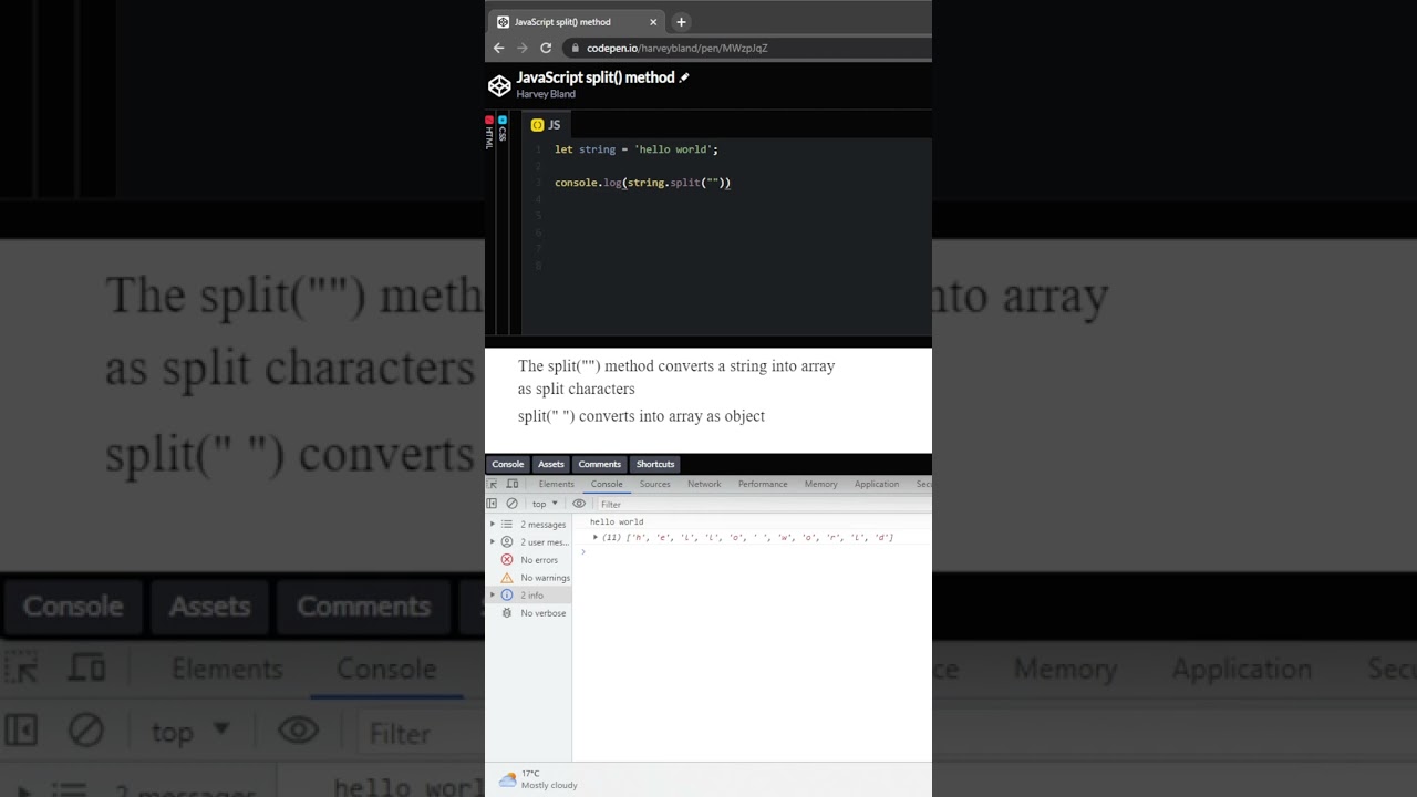 JavaScript split() method