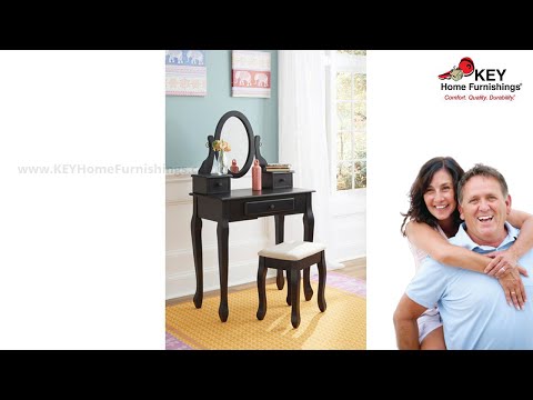 Ashley Huey Vineyard Vanity and Mirror with Stool B128-122 | KEY Home