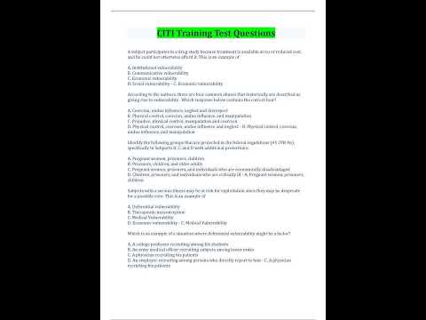 CITI Training Test Questions And Answers Multiple Choices With Complete Solution pdf