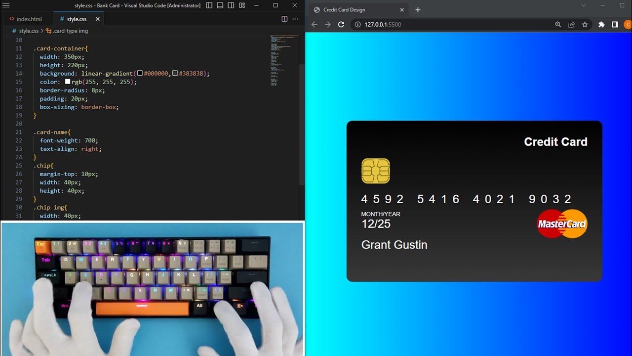 ASMR Programming - Credit Card Ui Design - No Talking