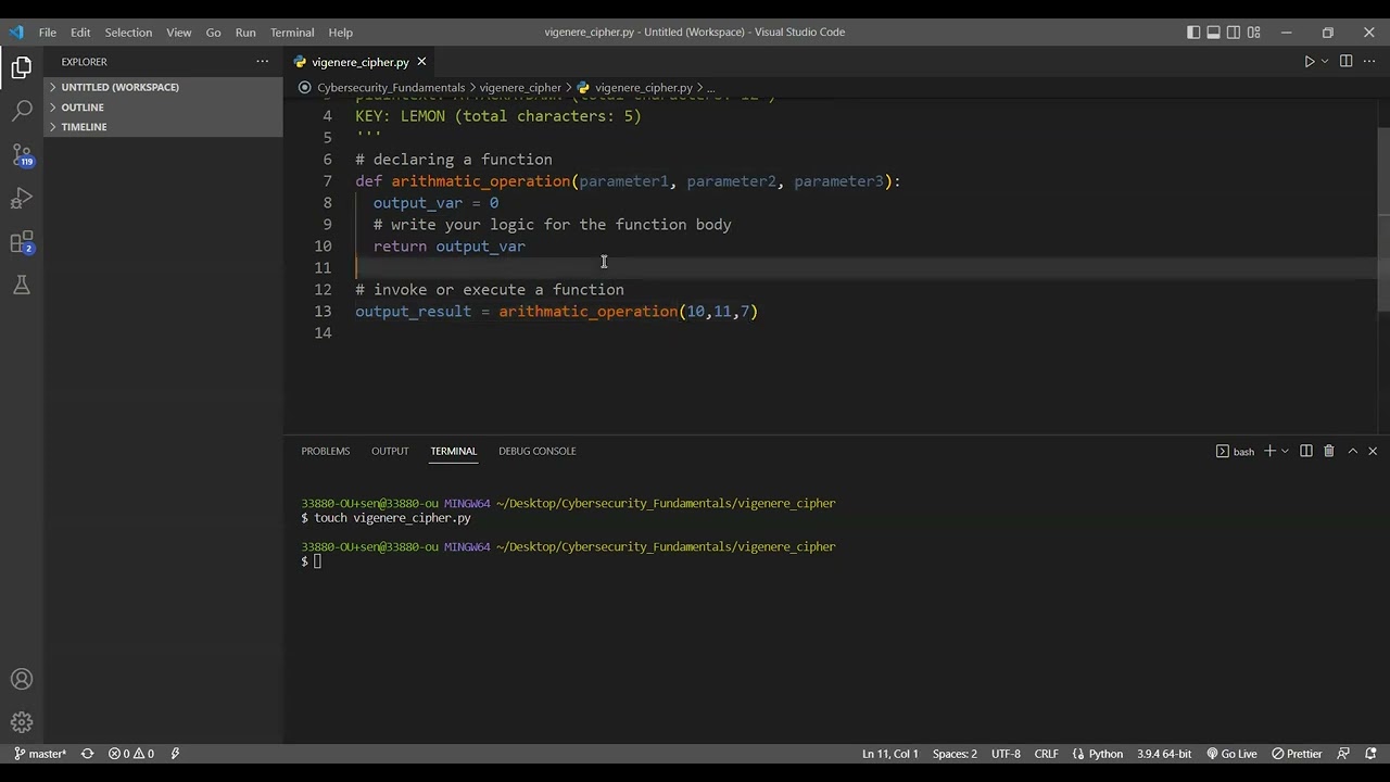 CSI2460: Implementation of Vigenere Cipher Using Python
