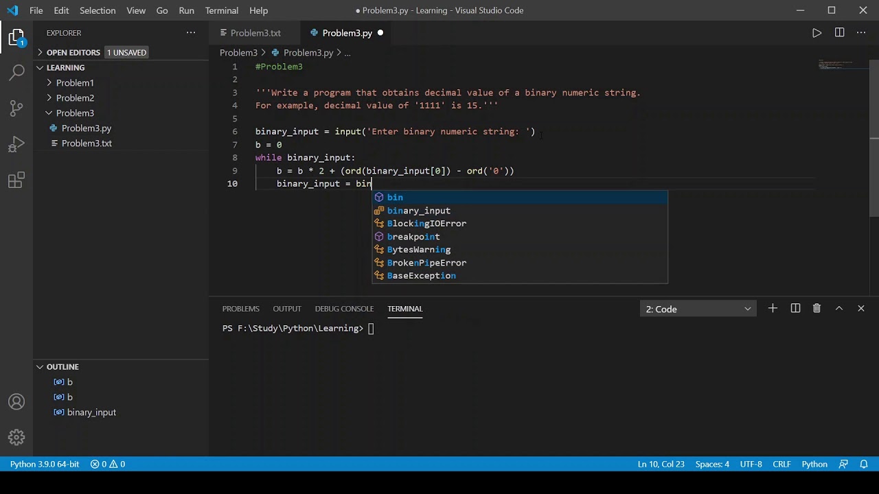 Python Basics | Python Program for Binary to Decimal Conversion | Python For Beginners