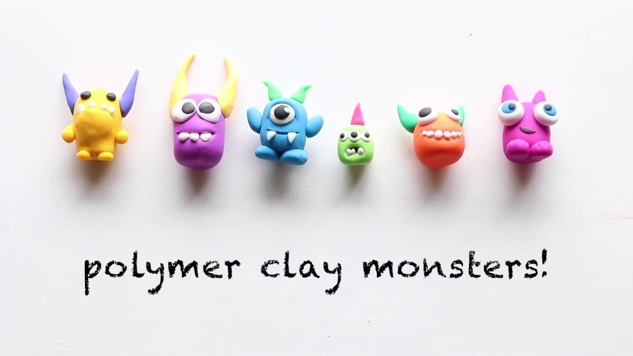 Polymer clay monsters with Sculpey eraser clay