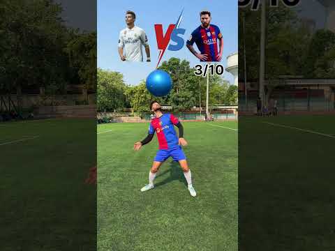Cycle vs Juggle! 🚴⚽Will Ronaldo reach first or Messi hit 10 headers? 🤯#football #ronaldo