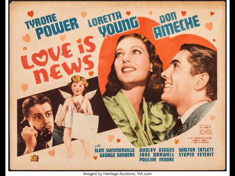 Tyrone Power, Loretta Young & Don Ameche in "Love Is News" (1937)