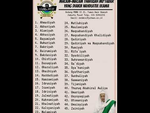 Macam-macam Thariqah Mu'tabarah yang diakui oleh Nahdhatul ulama