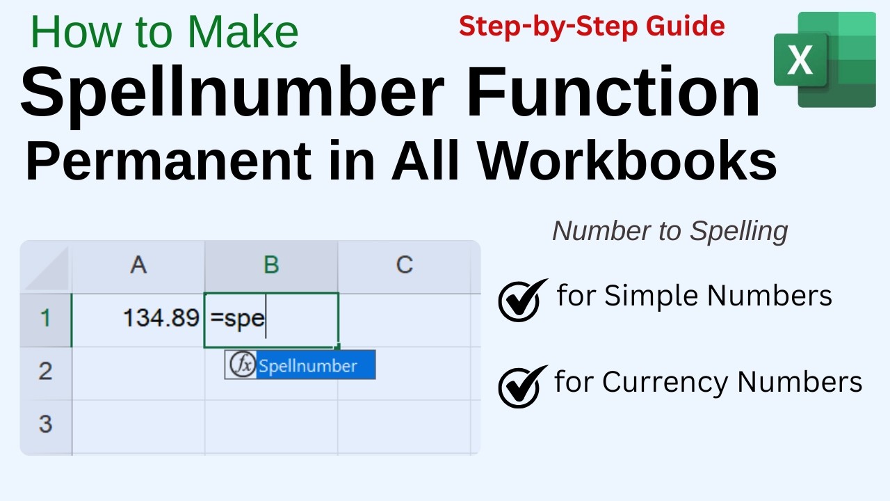 How to Make Spellnumber Formula Permanent Across all Workbooks