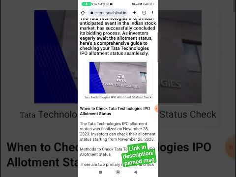 Tata Technologies IPO allotment status and Tata Technologies share listing #longterminvestment