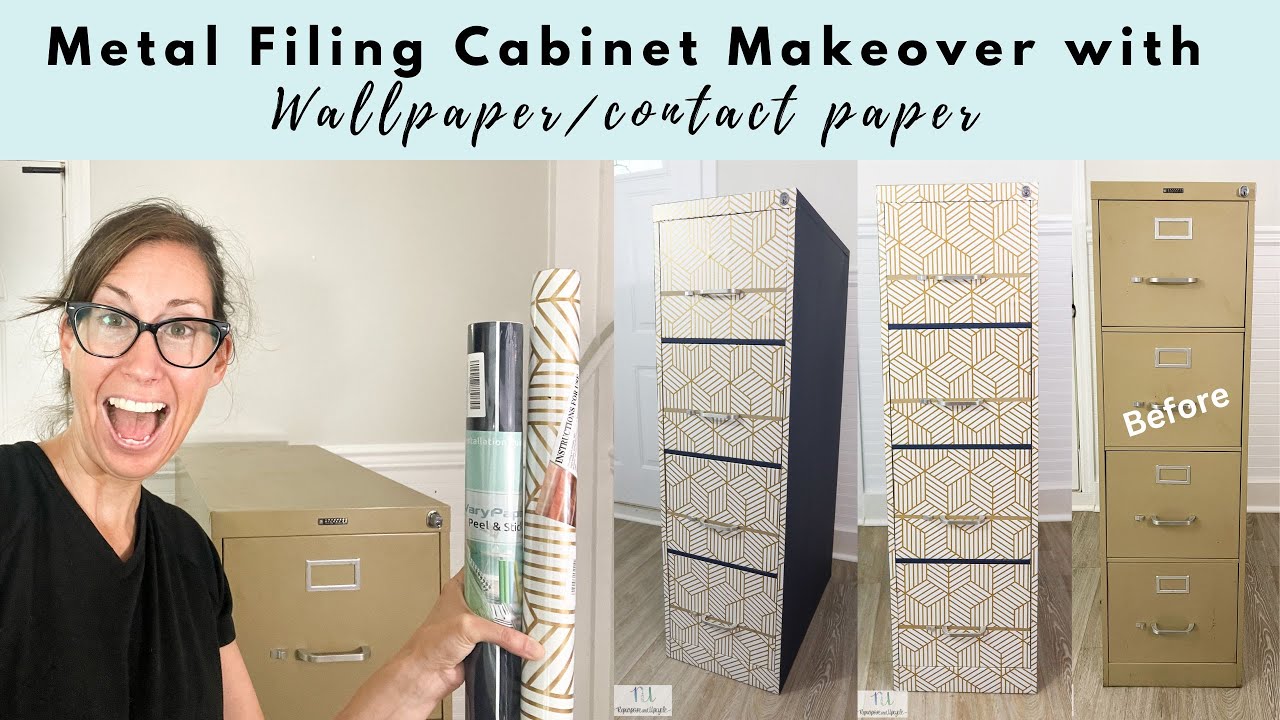 FILING CABINET makeover with peel and stick wallpaper in UNDER 2 HOURS!