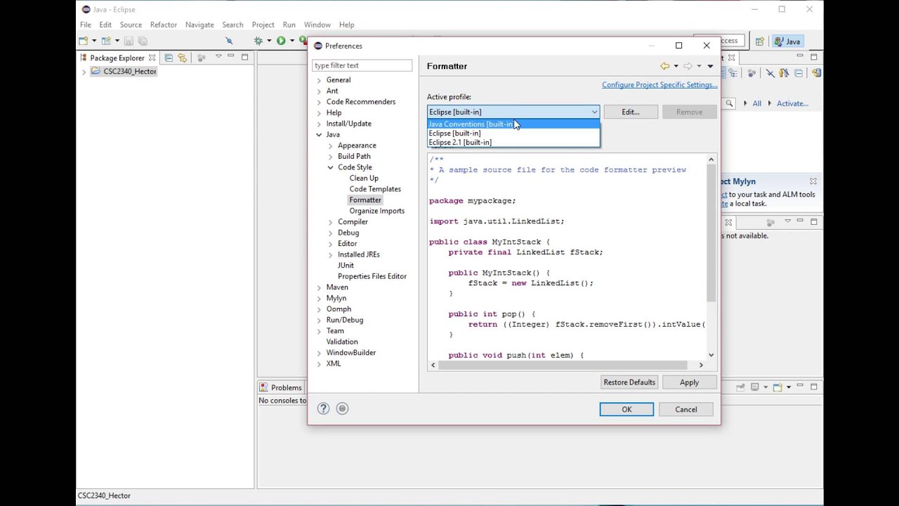 How to create a code formatter file in Eclipse
