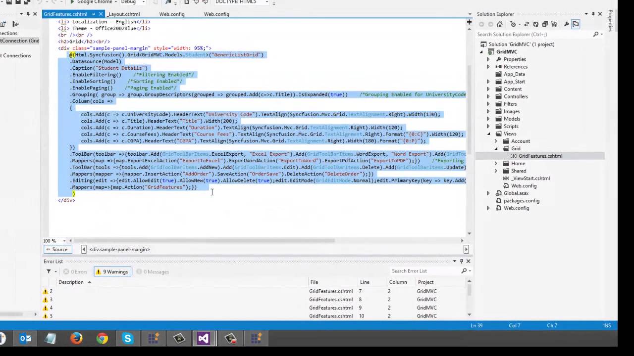 How to make an MVC app using Syncfusion Sample Creator