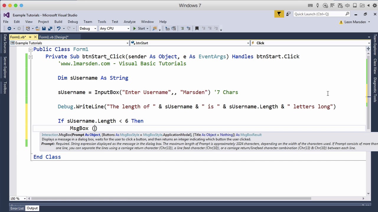 Strings and the Length Method in VB.net