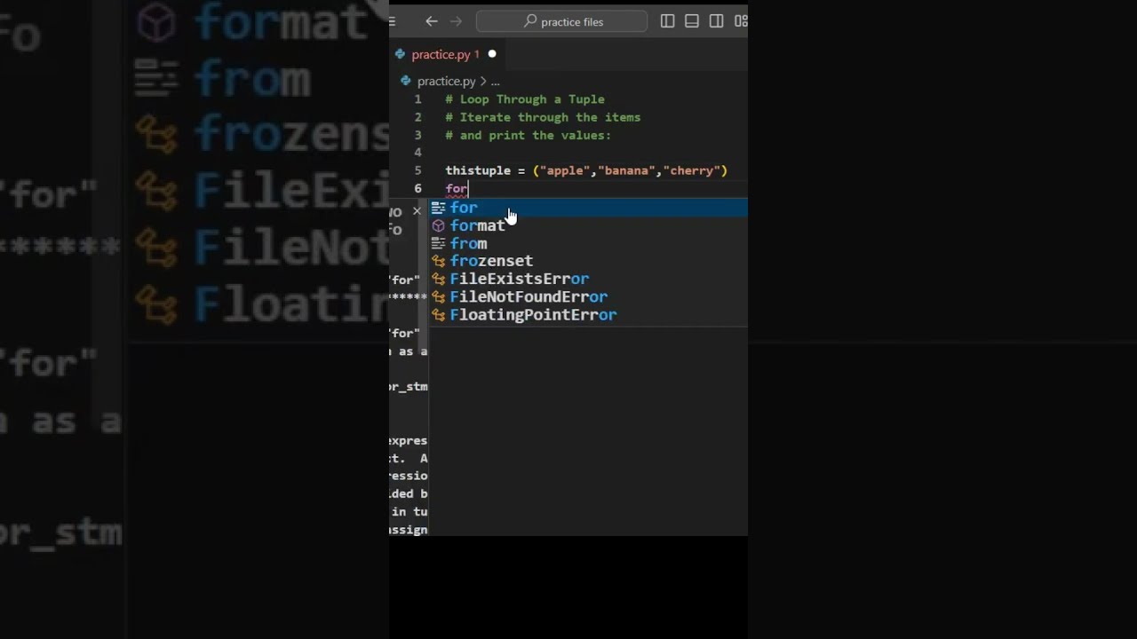 Loop Through a Tuple | #python #code #coding #learnpython #programming #pythoncode