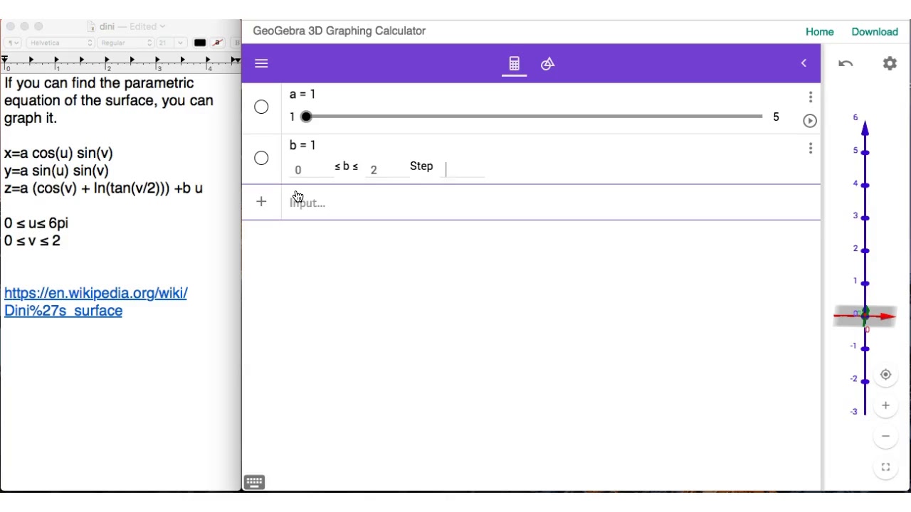 You can graph Dini's Surface