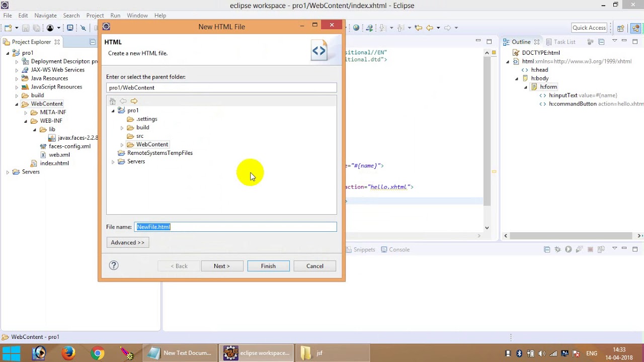 JSF Tutorial 4 : inputText  and commandButton Tag