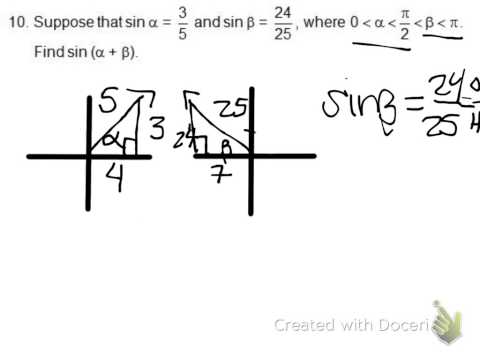 Sum &Diff Identities Homework #10 and #12