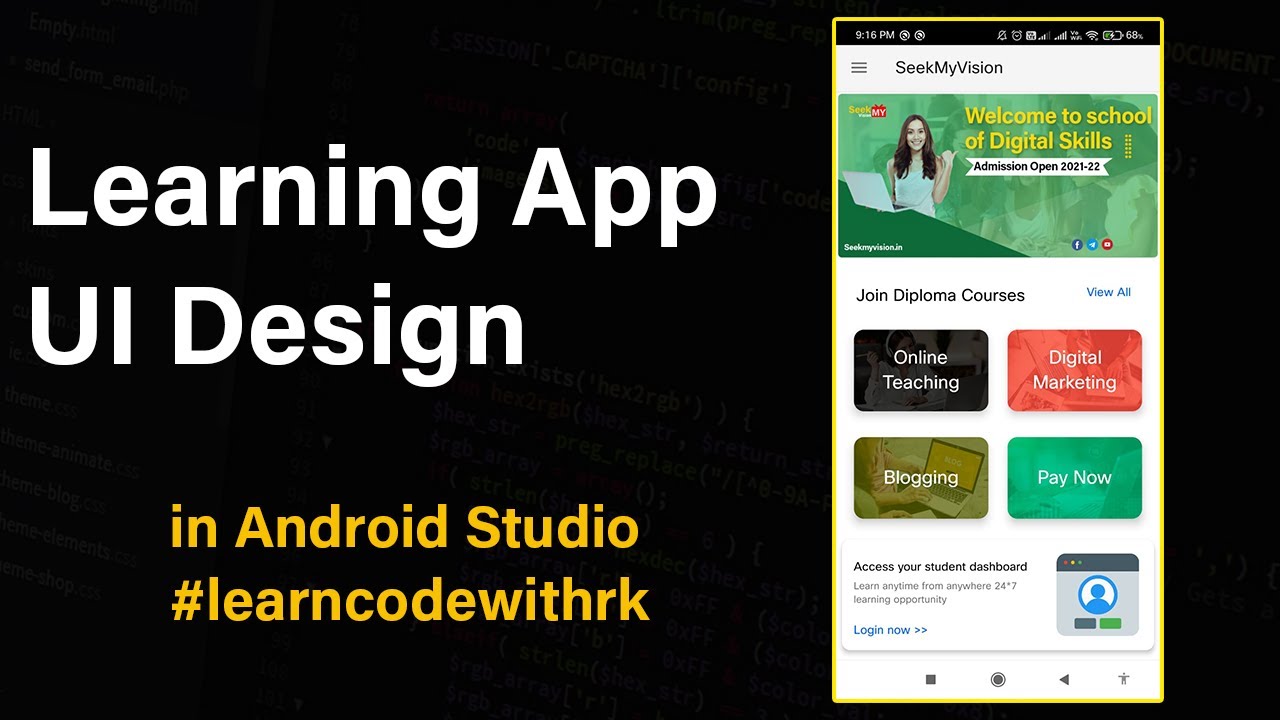 Android UI Design | Modern Learning App UI Design | UiUX || #learncodewithrk