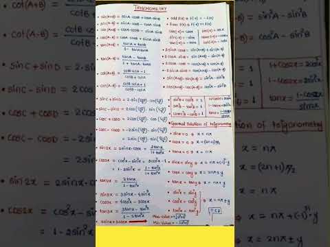 Trigonometry all formula class 10th, गणित का सूत्र, formula, maths formula #formula #trignometry