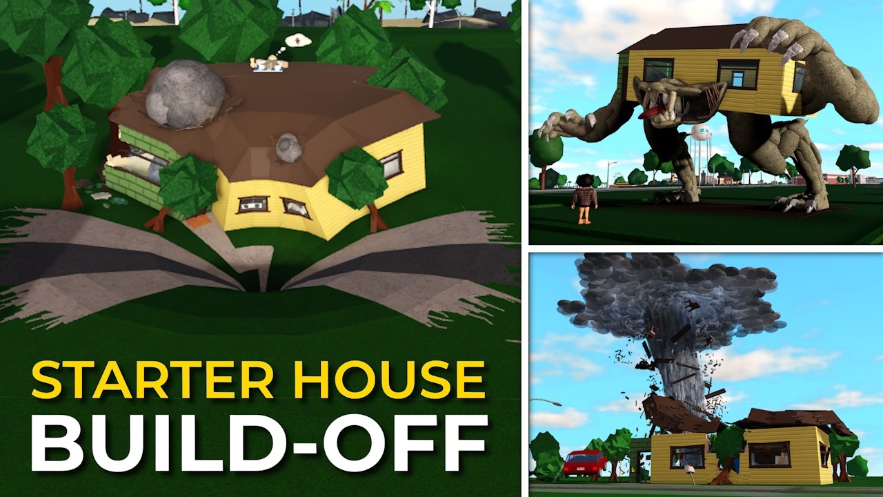 100 PLAYER starter house BUILD BATTLE in bloxburg...