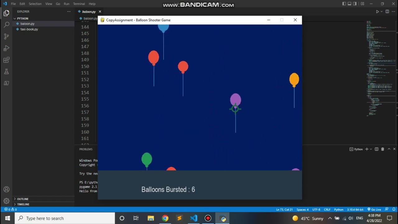 Balloon shoot game using python | With source code | pygame