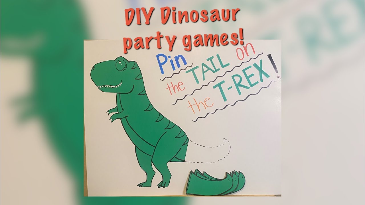 DIY dinosaur themed party game! Pin the tail on the T-REX!