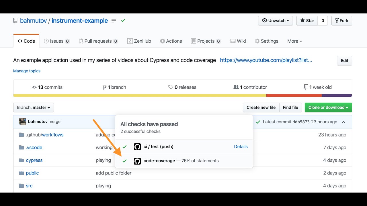 Show code coverage in commit status check